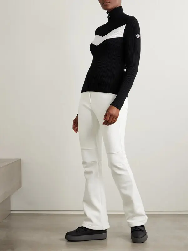 Fusalp Andromede Striped Ribbed-knit Quarter-zip Sweater - Black