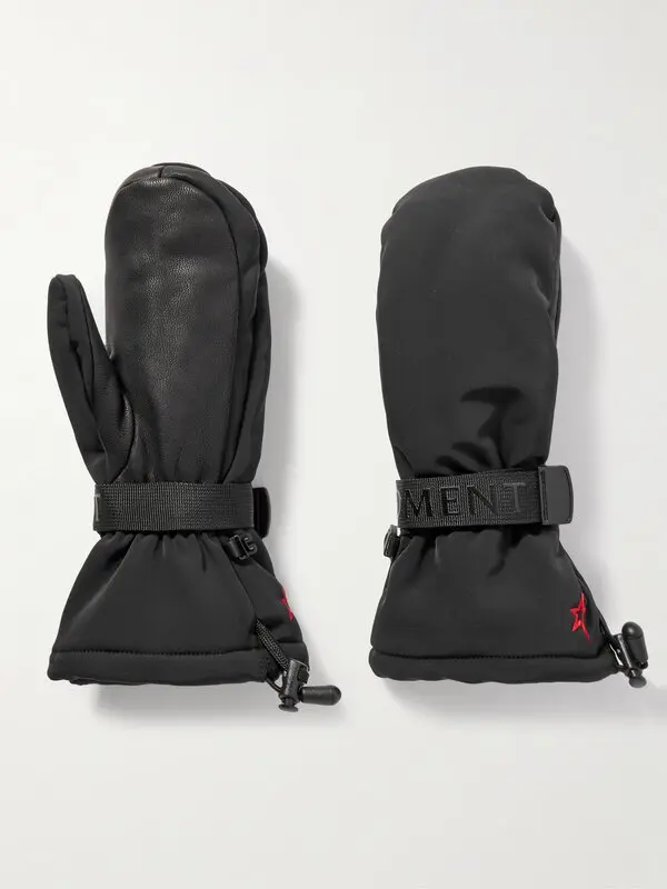 Perfect Moment Davos Padded Shell And Leather Mittens - Black