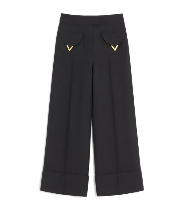 Valentino Garavani Silk Wide-leg Trousers - Black