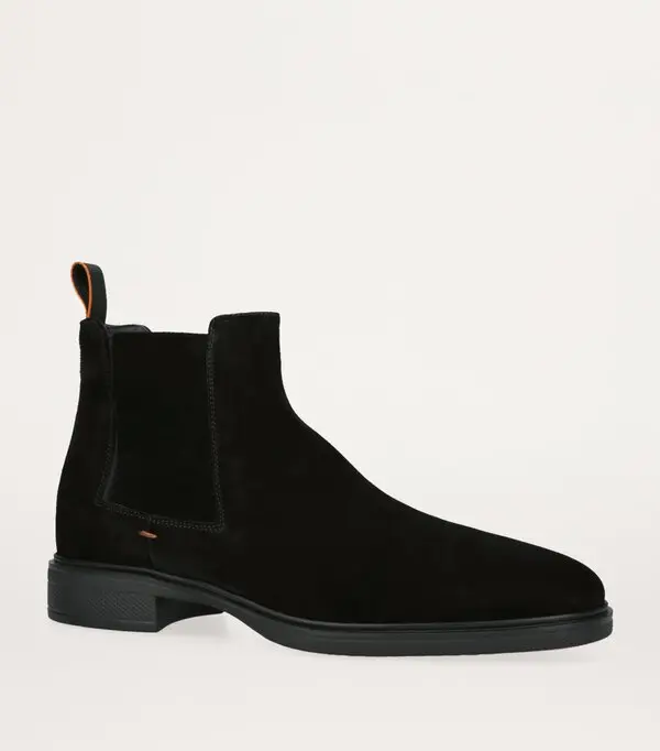 Santoni Suede Chelsea Boots - Black