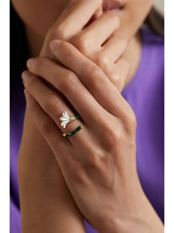 L'ATELIER NAWBAR 18 Karat Malachite, Mother-of-pearl And Diamond Ring