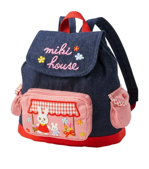 MIKI HOUSE Embroidered Denim Backpack