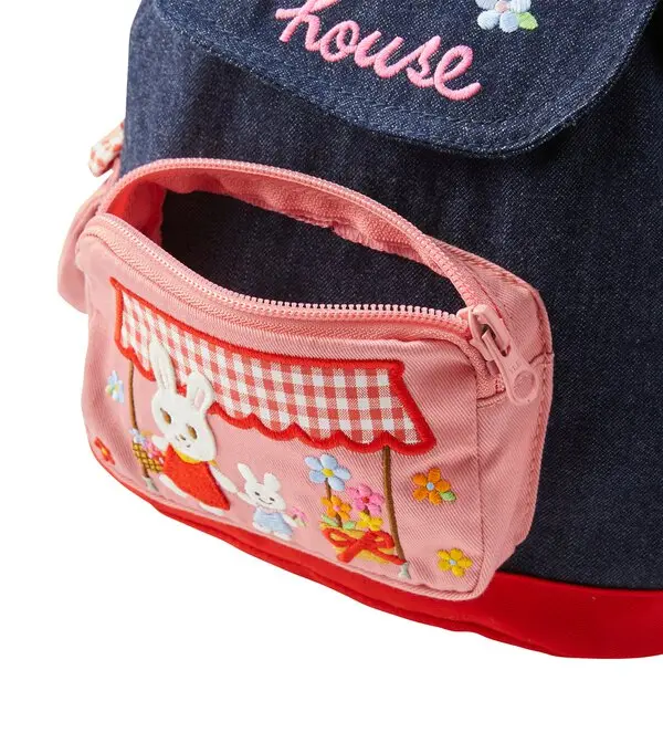 MIKI HOUSE Embroidered Denim Backpack