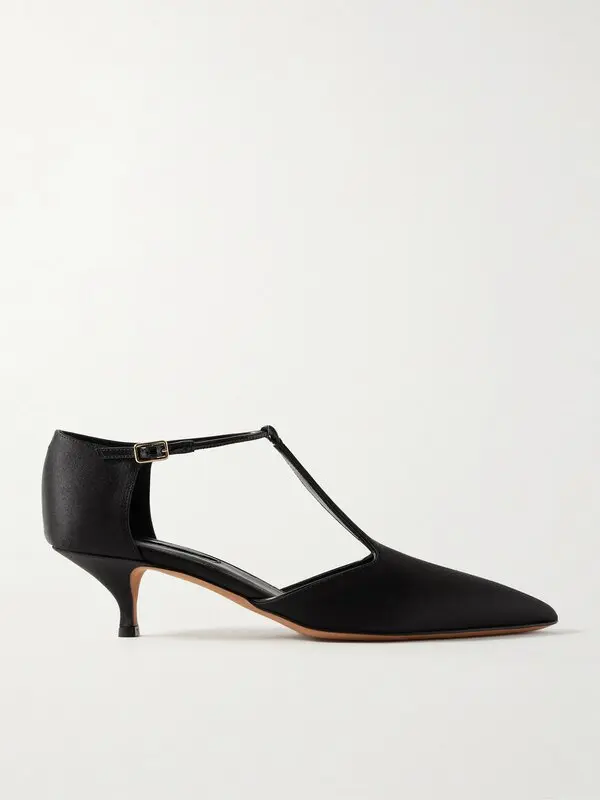 EMME PARSONS Leandra Satin Point-toe Pumps - Black