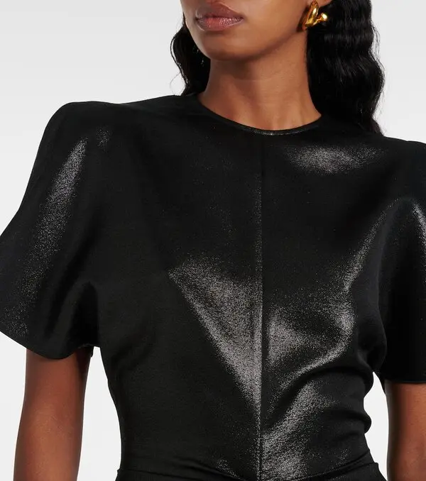 Victoria Beckham Gathered Lame Midi Dress