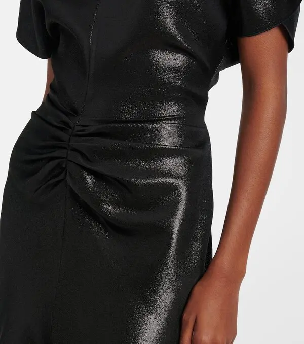 Victoria Beckham Gathered Lame Midi Dress