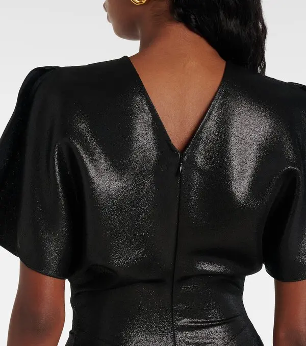 Victoria Beckham Gathered Lame Midi Dress