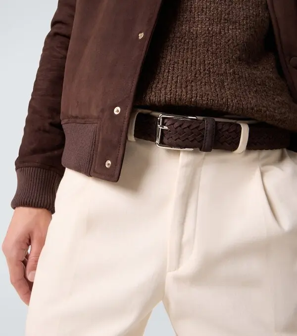 TOD'S Braided Suede Belt - Brown