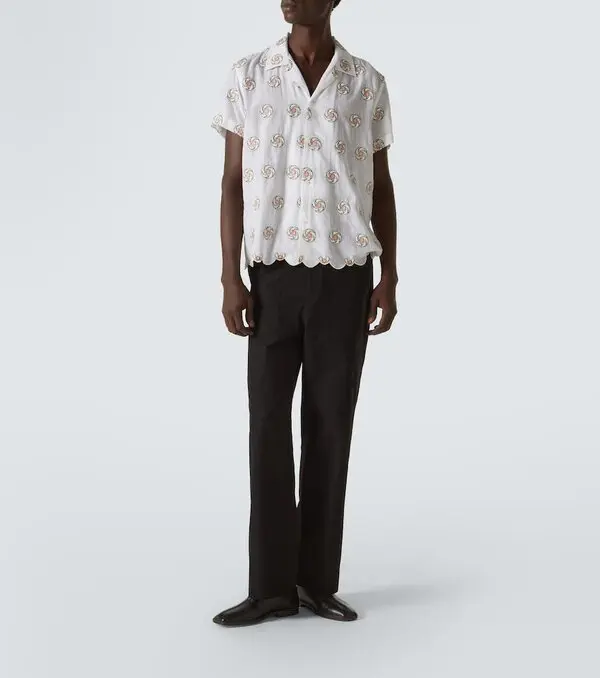 BODE Floral Aperture Scalloped Cotton Shirt