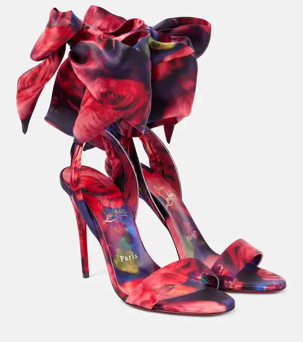 CHRISTIAN LOUBOUTIN Sandale Du Desert 100 Satin Crepe Sandals - Multicoloured