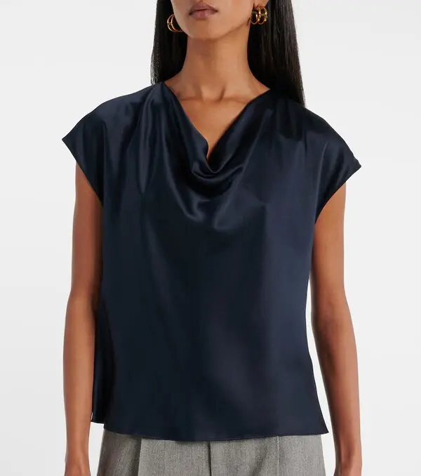 Vince Draped Silk Satin Top