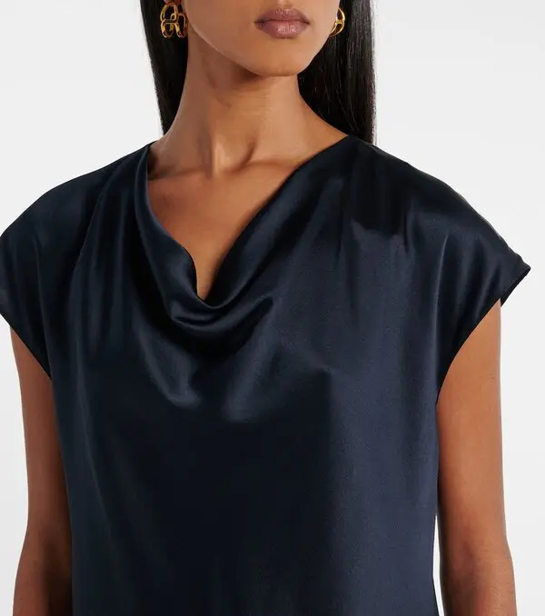 Vince Draped Silk Satin Top