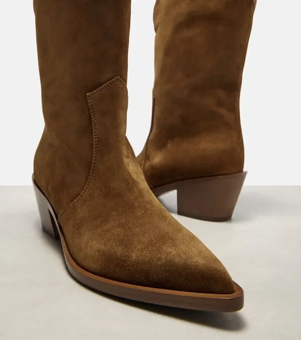 GIANVITO ROSSI Suede Pointed Toe Ankle Boots