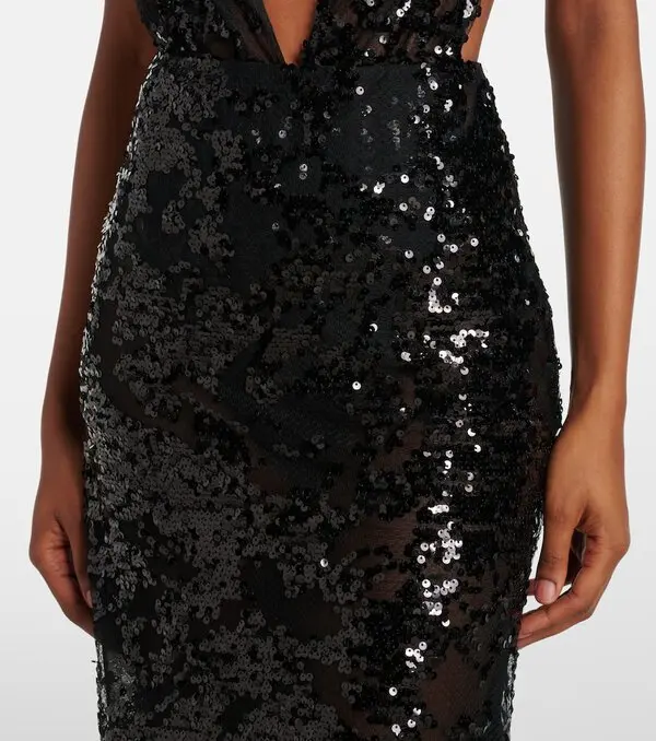 Victoria Beckham Sequined Tulle Maxi Skirt