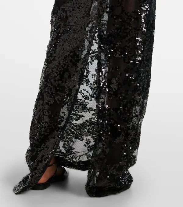 Victoria Beckham Sequined Tulle Maxi Skirt