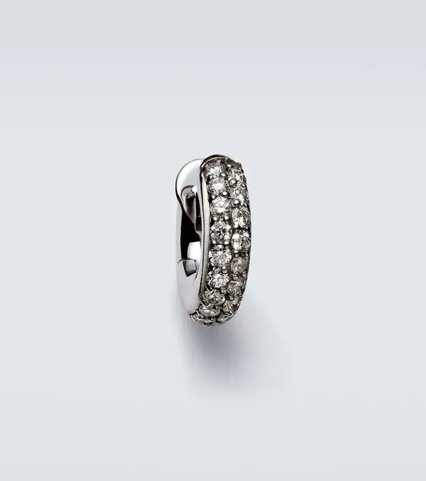 SPINELLI KILCOLLIN Macro Hoop Mini Earring In 18kt White Gold With Diamonds - Silver