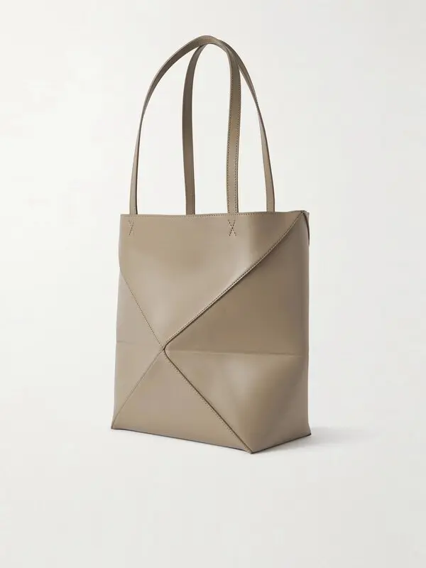 Loewe Puzzle Fold Convertible Medium Leather Tote - Neutrals