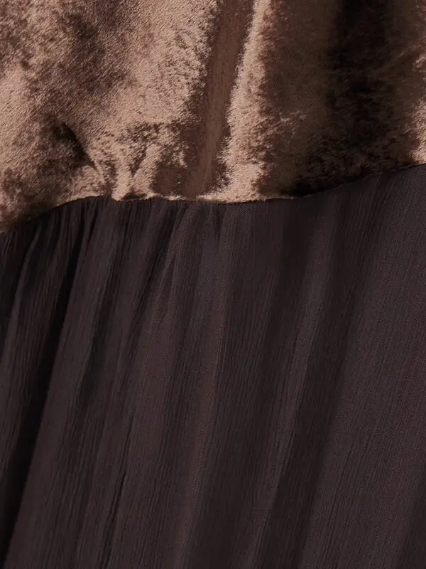Staud Beaton Draped Velvet And Chiffon Gown