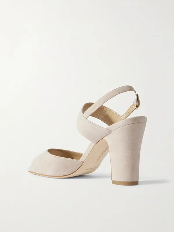 Manolo Blahnik Khiko Suede Slingback Sandals