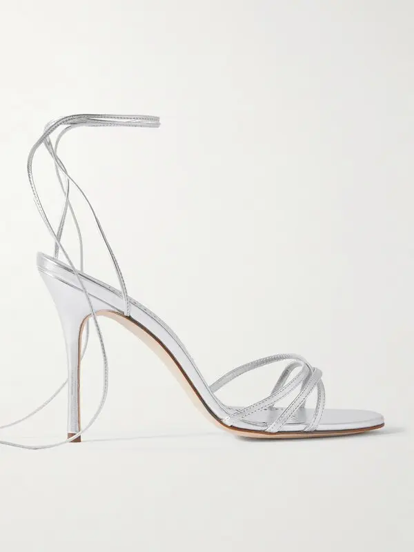 Manolo Blahnik Leva 105 Metallic Leather Sandals