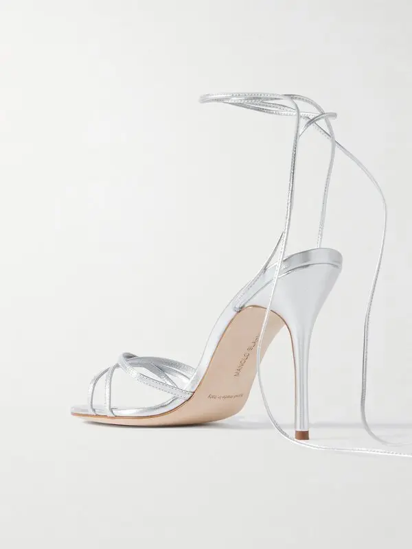 Manolo Blahnik Leva 105 Metallic Leather Sandals