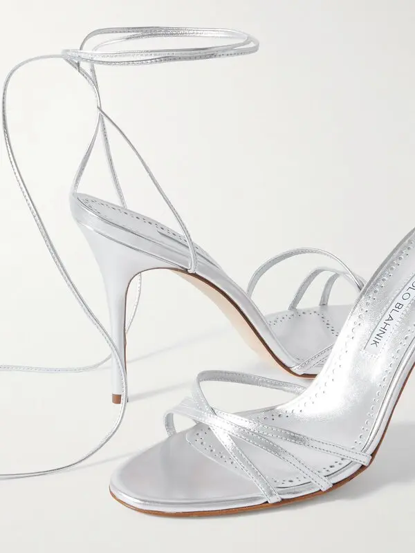 Manolo Blahnik Leva 105 Metallic Leather Sandals