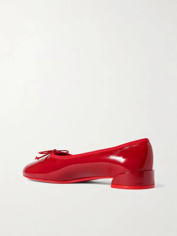 CHRISTIAN LOUBOUTIN Patent-leather Ballerina Flats With Bow Detailing - Red