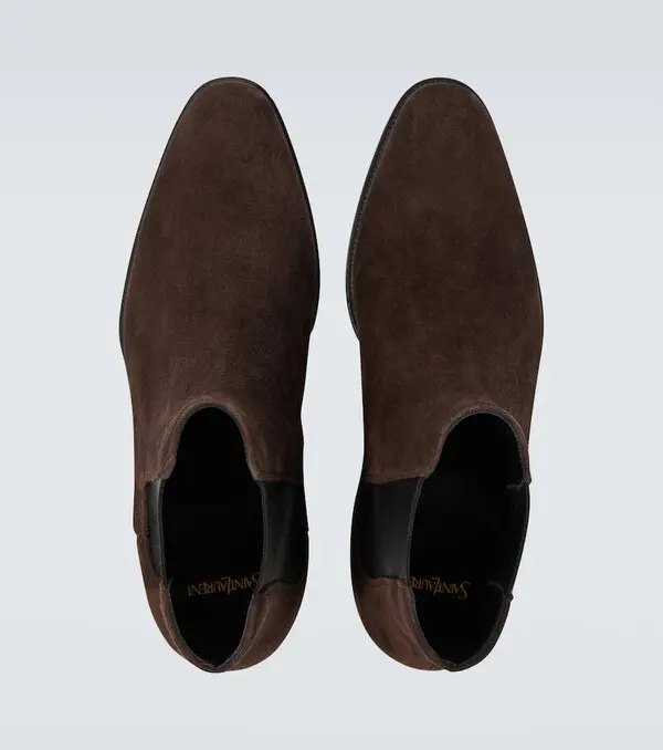 Saint Laurent Wyatt Suede Chelsea Boots - Brown