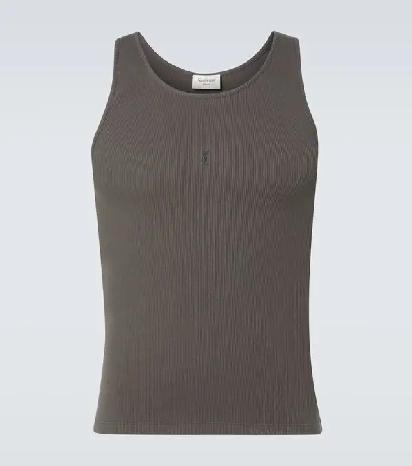 Saint Laurent Logo Cotton Tank Top - Grey