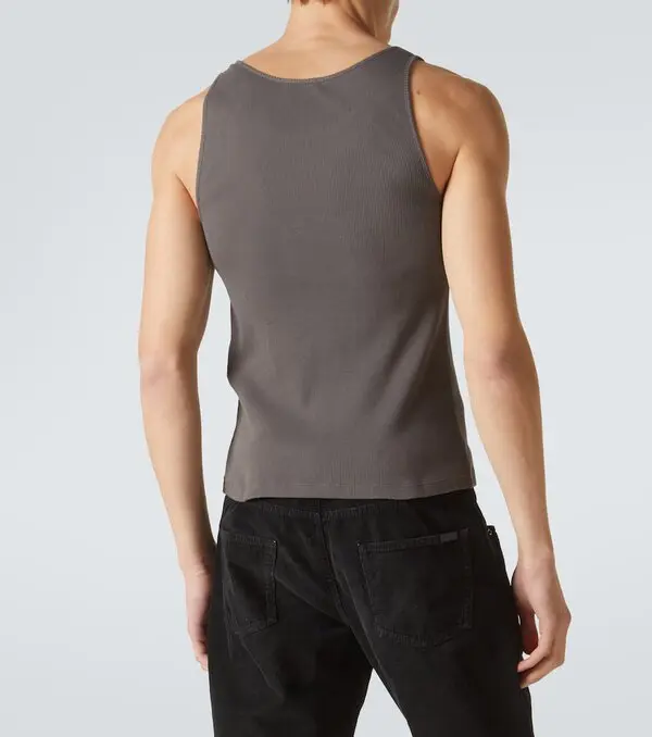 Saint Laurent Logo Cotton Tank Top - Grey