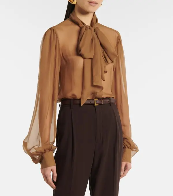 Saint Laurent Cassandre Slim Leather Belt