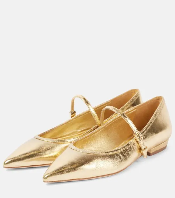 Tory Burch Metallic Leather Mary Jane Flats