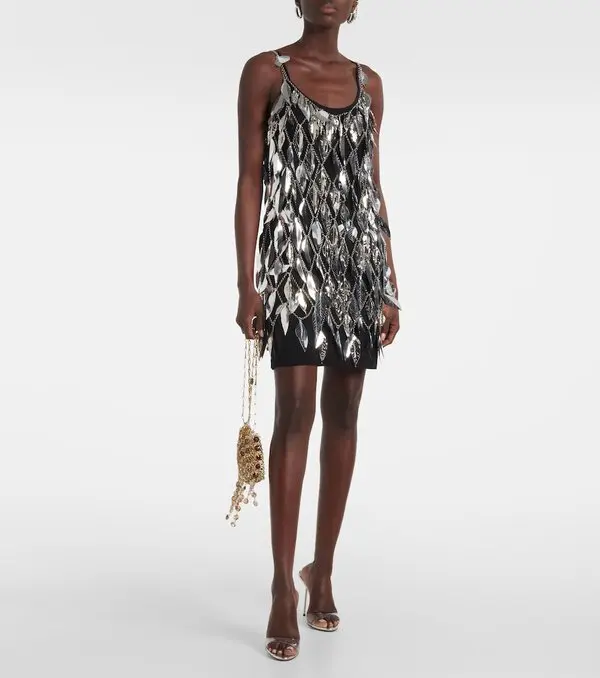 Rabanne Embellished Chain Detail Mini Dress
