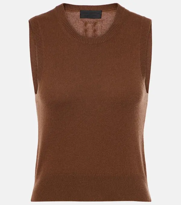 NILI LOTAN May Knitted Cashmere Tank Top - Brown