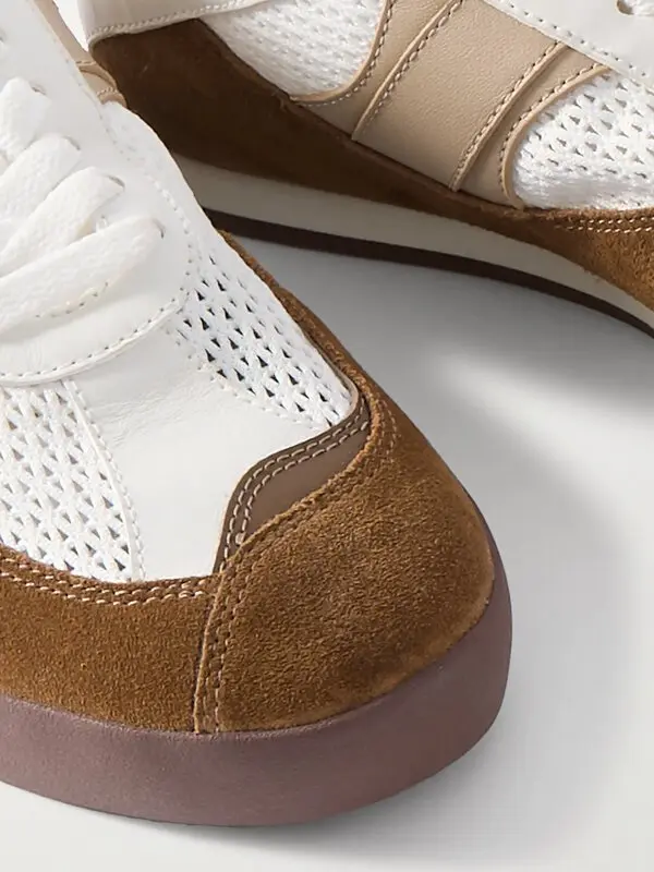 Chloé Kick Suede, Mesh And Leather Sneakers - Brown