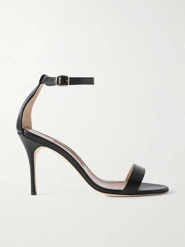 Manolo Blahnik Chaos 90 Leather Stiletto Sandals - Black