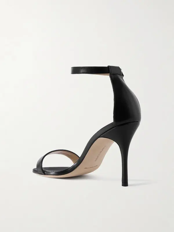 Manolo Blahnik Chaos 90 Leather Stiletto Sandals - Black