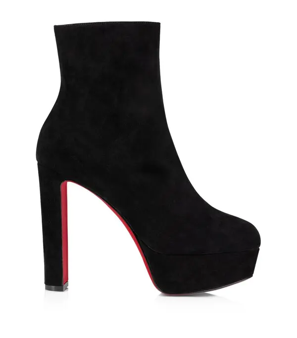 CHRISTIAN LOUBOUTIN Loo Booty Suede Platform Boots - Red
