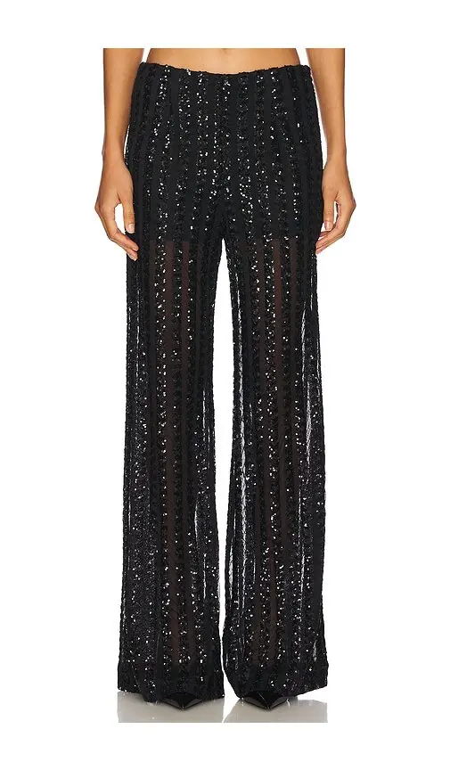 SANS FAFF Striped Sequin Trousers - Black