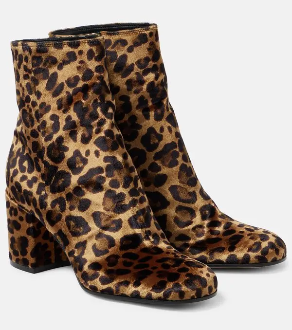 GIANVITO ROSSI Joelle 70 Leopard Print Velvet Ankle Boots