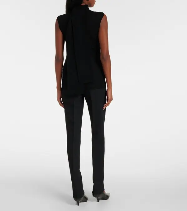 TOTEME Wool-blend Turtleneck Top With Scarf Detail - Black