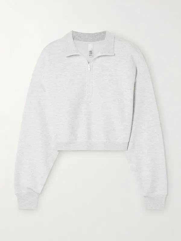 SKIMS Cropped Cotton-blend Half-zip Sweater