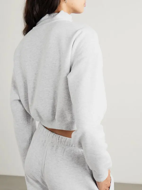 SKIMS Cropped Cotton-blend Half-zip Sweater