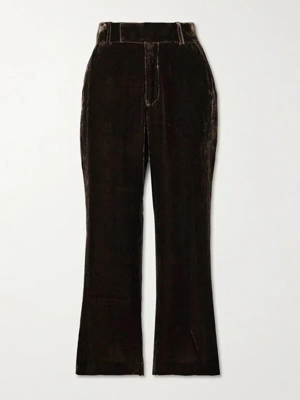 FRAME Cropped Velvet Flared Trousers