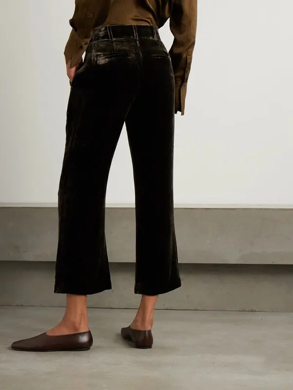 FRAME Cropped Velvet Flared Trousers