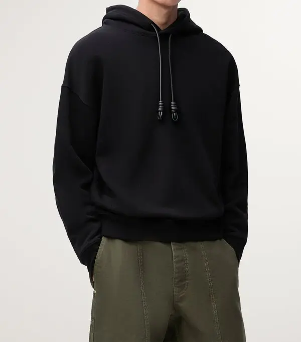 Loewe Cotton-blend Hoodie With Leather Anagram - Black