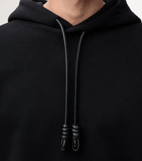 Loewe Cotton-blend Hoodie With Leather Anagram - Black