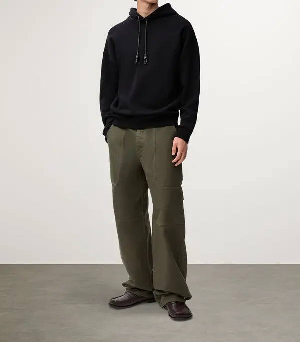 Loewe Cotton-blend Hoodie With Leather Anagram - Black