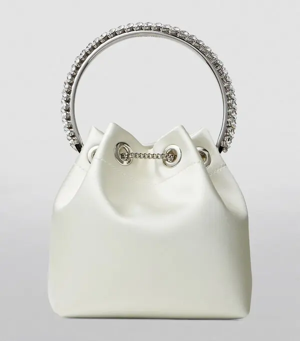 JIMMY CHOO Satin Bon Bon Top-handle Bag - Ivory