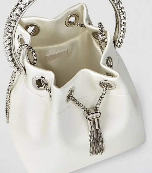 JIMMY CHOO Satin Bon Bon Top-handle Bag - Ivory